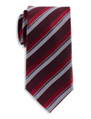 OAK HILL PREMIUM BY DXL Striped Silk Neck Tie - Burgundy
