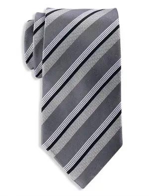 OAK HILL PREMIUM BY DXL Oak Hill Premium By DXL Striped Silk Neck Tie Grey