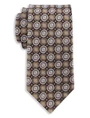 OAK HILL PREMIUM BY DXL Medallion Patterned Neck Tie - Brown