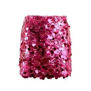 LOLA + THE BOYS Magic Paillette Mini Skirt - Pink
