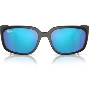 Ray-ban X Scuderia Ferrari 57mm Square Sunglasses - Matte Black/blue Polarized