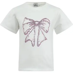 LOLA + THE BOYS Crystal Bow T-shirt - White