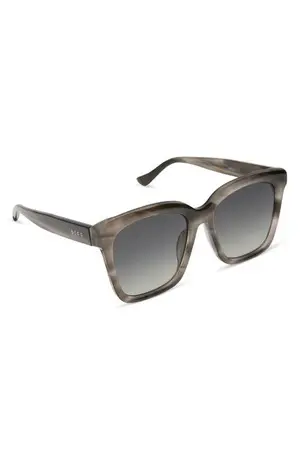 DIFF Eyewear Meredith Square Sunglasses - Smoke Marble/grey Gradient