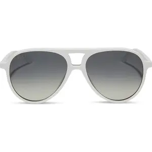 DIFF Tosca Ii 56mm Aviator Sunglasses - Grey Gradient Silver Flash