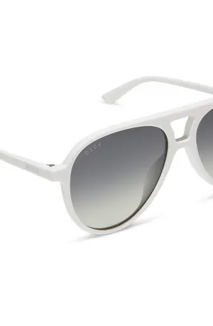 DIFF Tosca Ii 56mm Aviator Sunglasses - Grey Gradient Silver Flash