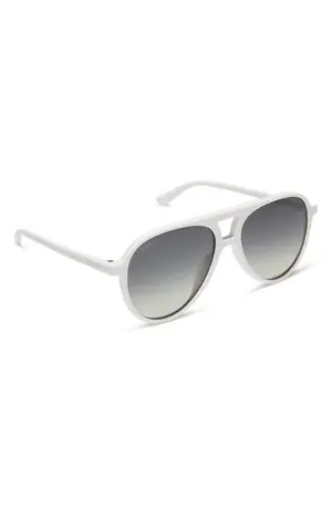 DIFF Tosca Ii 56mm Aviator Sunglasses - Grey Gradient Silver Flash