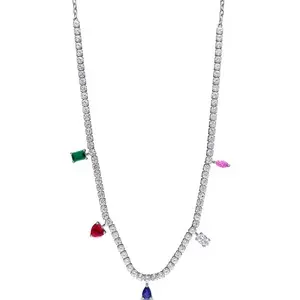 JULIANNA B. Multi Lab-created Gemstone Charm Station Necklace - Sterling Silver