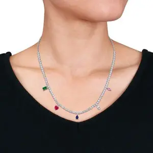 JULIANNA B. Multi Lab-created Gemstone Charm Station Necklace