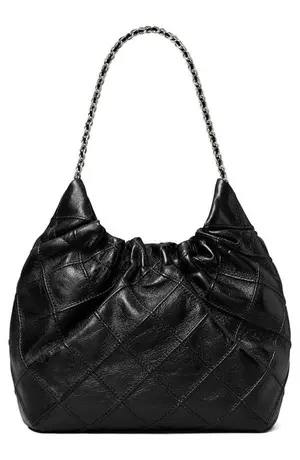 Tory Burch Mini Fleming Distressed Leather Hobo Bag