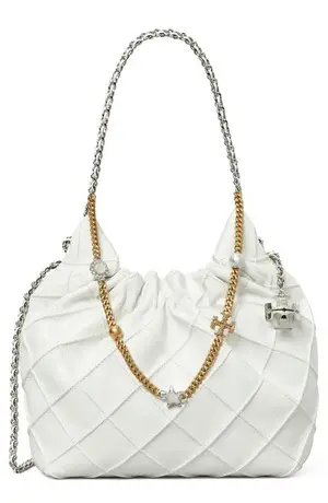 TORY BURCH Tory Burch Mini Fleming Distressed Leather Hobo Bag