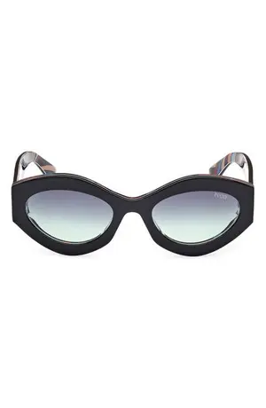 Emilio Pucci 54mm Geometric Sunglasses - Black Pattern / Green Smoke