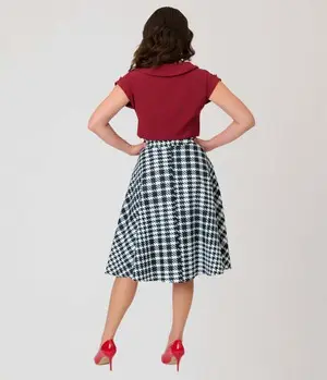 Unique Vintage Vivien Swing Skirt - Black Plaid