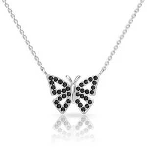 DONATELLO GIAN Name Butterfly Pendant Necklace - Black