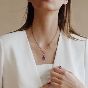 JULIANNA B. Diamond And Rose De France Pendant Necklace - Amethyst