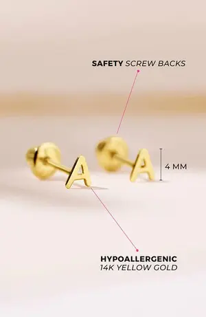 IN SEASON JEWELRY 14k Initial Screw Back Stud Earrings - Letter E