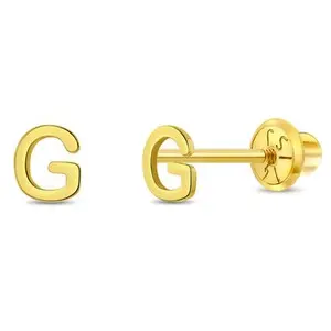 IN SEASON JEWELRY 14k Initial Screw Back Stud Earrings Letter G