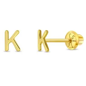 IN SEASON JEWELRY 14k Initial Screw Back Stud Earrings Letter K
