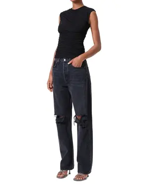 AGOLDE Ester Ruched Top - Black