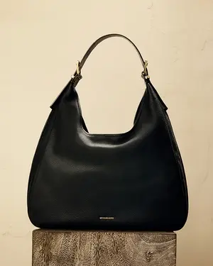 Michael Kors Large Leather Hobo Shoulder Bag - Black