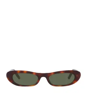 Saint Laurent Oval Full Rim Sunglasses - Brown