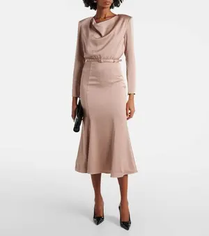 Roland Mouret Belted Satin Crêpe Midi Dress