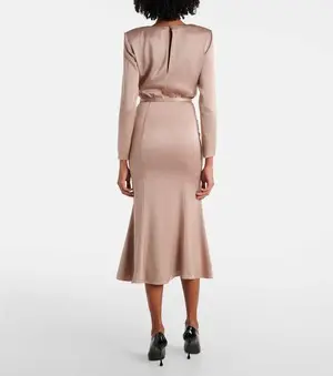 Roland Mouret Belted Satin Crêpe Midi Dress