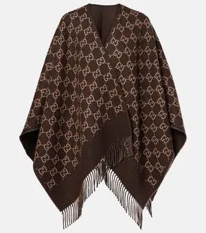 Gucci Gg Wool Jacquard Shawl - Brown
