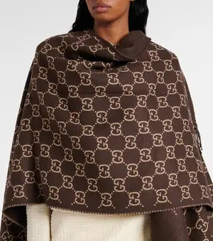 Gucci Gg Wool Jacquard Shawl - Brown