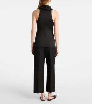 Victoria Beckham Sleeveless Draped Jersey Top - Black