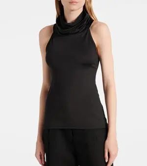 Victoria Beckham Sleeveless Draped Jersey Top - Black