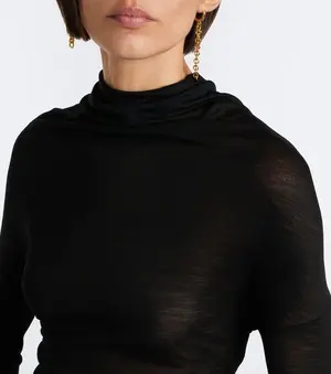 Victoria Beckham Sleeveless Draped Jersey Top - Black