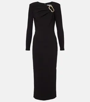 Roland Mouret Asymmetrical Crêpe Midi Dress - Black