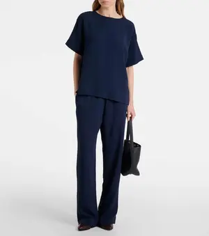 Asceno Aurelia Crêpe Straight Pants - Blue