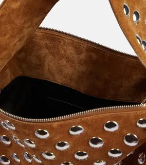 Khaite Elena Studded Suede Shoulder Bag - Brown