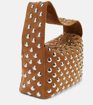 Khaite Elena Studded Suede Shoulder Bag - Brown
