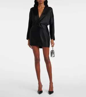 THE SEI Silk Satin Mini Wrap Dress