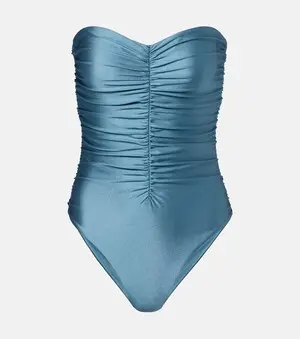 Jade Swim Yara Ruched Strapless One Piece - Blue