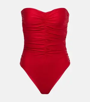 Jade Swim Yara Ruched Strapless One Piece Red