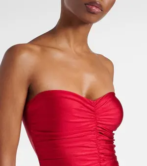 Jade Swim Yara Ruched Strapless One Piece - Red