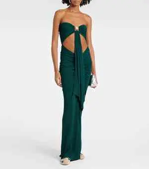 Christopher Esber Bezel Quartz Cutout Jersey Gown