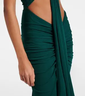 Christopher Esber Bezel Quartz Cutout Jersey Gown