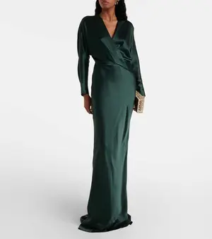 THE SEI Silk Satin Wrap Gown