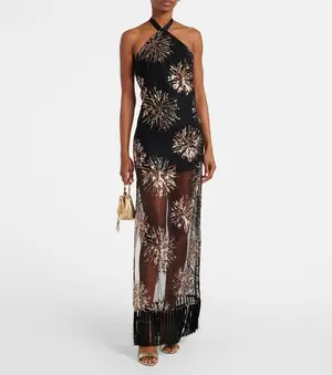 TALLER MARMO Nina Soleil Sequined Maxi Dress