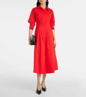 Simkhai Jazz Cotton-blend Midi Shirt Dress - Red