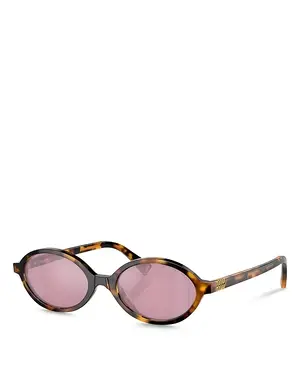 Miu Miu Regard Oval Sunglasses 50mm - Havana/pink Mirrored Solid