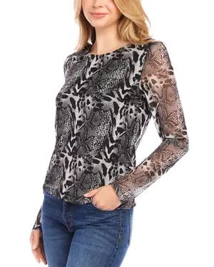 Karen Kane Long Sleeve Mesh Top