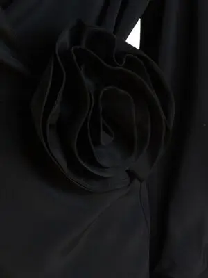 SIMONA CORSELLINI Floral Appliqué Wrap Blouse - Black