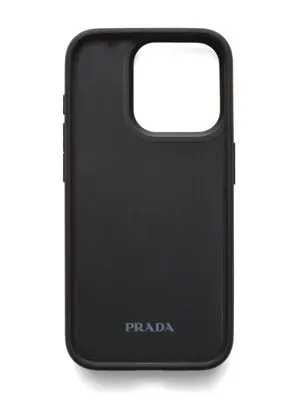 Prada Triangle-logo Iphone 15 Pro Case - Blue