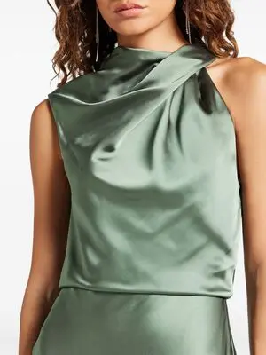 Amsale Satin Draped-neck Maxi Dress - Green