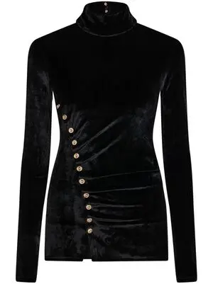 Rabanne Draped Velvet Top - Black